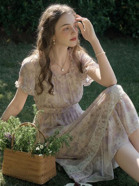Romantic Lace Floral Dress Vintage Romantic Dress Lace Clothes