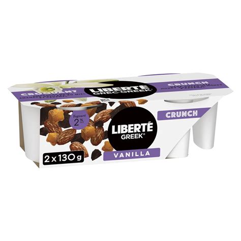 Liberté Greek 2 Vanilla Bean Yogurt Crunch Cups With Dark Chocolate Salted Almonds And