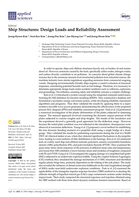 Pdf Ship Structures Design Loads And Reliability Assessment