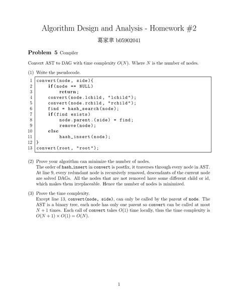 P56 Hw3 Algorithm Design And Analysis Homework 2 葛家聿 B05902041