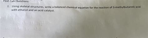 solved 1 using skeletal structures write a balanced