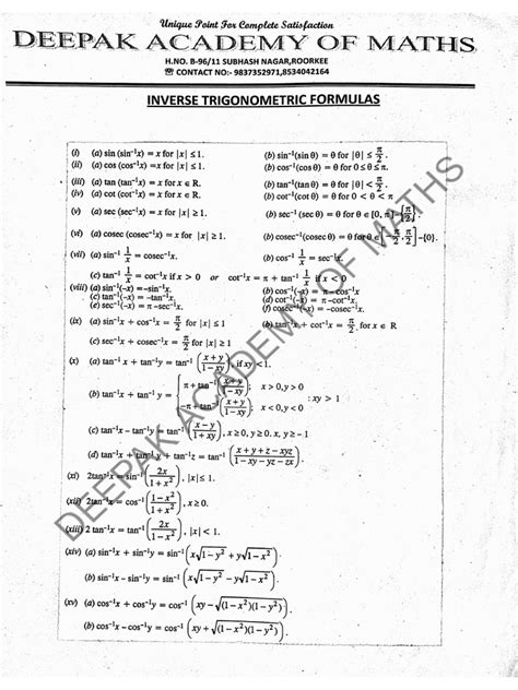Inverse Trigonometry Pdf