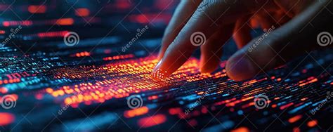 Person Interacts With Dynamic Digital Interface Modern Tech Interface Shows Data Stock