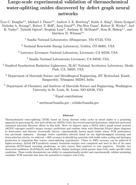 Large Scale Experimental Validation Of Thermochemical Water Splitting Oxides Discovered By