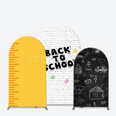Yellow Ruler Blackboard Back To School Arch Backdrop Lofaris
