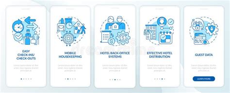 Hotel Property Management Systems Blue Onboarding Mobile App Screen Stock Vector Illustration