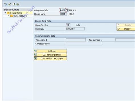 FI SAP Tcode For Display House Banks Bank Accounts