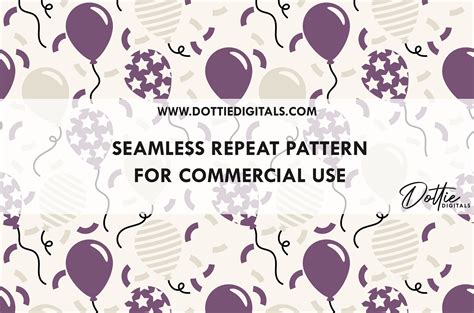 Purple Balloons Seamless Pattern Png Graphic By Dottiedigitals