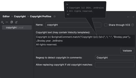 Copyright Intellij Idea Documentation