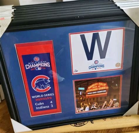 2016 Chicago Cubs World Series Champions Framed W Flag Marquee Pic