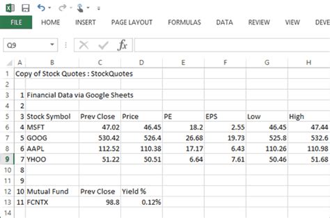 Excel Stock Quotes Free Excel Stock Quote Tracker Macro Workbook Investing Post
