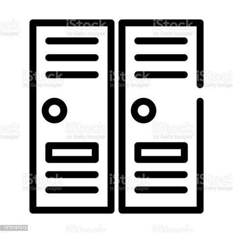 학생 사물함 얇은 선 아이콘 사물함 대학 개념 격리 윤곽 기호에서 문 선형 아이콘 웹 디자인 및 앱에 대한 벡터 그림 기호