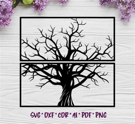 Tree Without Leaves Panels SVG DXF AI Digital Vector Design For Plasma And Laser Cutting