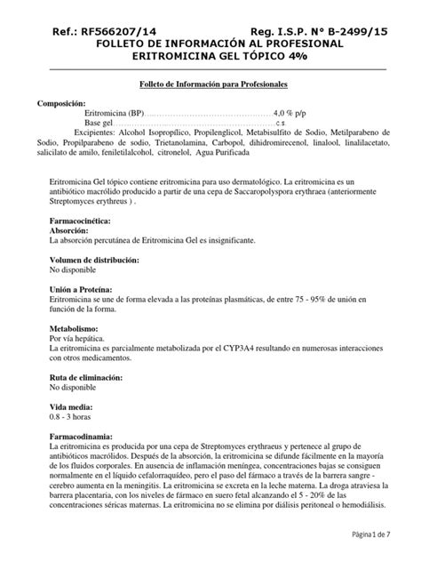 Eritromicina Gel Topico Pdf Medicamentos Con Receta Química Medicinal