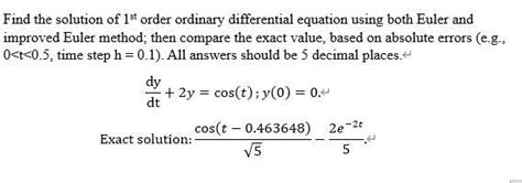 Solved Find The Solution Of 1st Order Ordinary