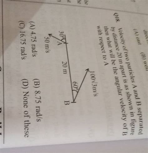 Q18 Webeity Of Two Particles A And B Separated By Distance 20 Mathrm{~m