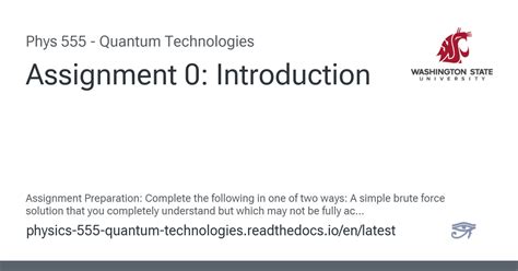 Assignment 0 Introduction — Phys 555 Quantum Technologies