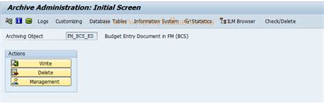 fmar bcs ed sap tcode archive budget entry documents bcs