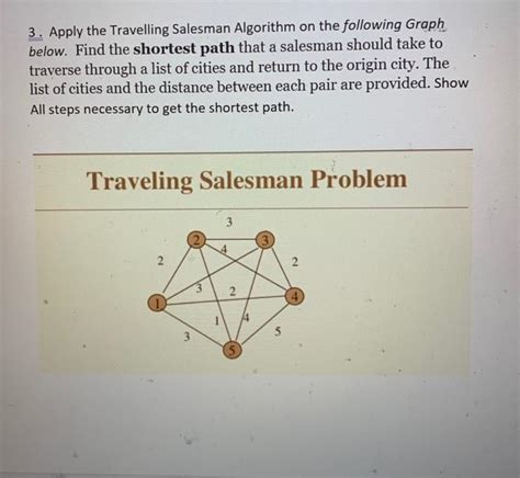 solved 3 apply the travelling salesman algorithm on the