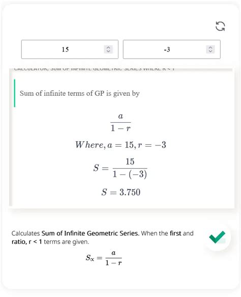 Sum Of Infinite Geometric Series Free Math Problem Solver With Steps