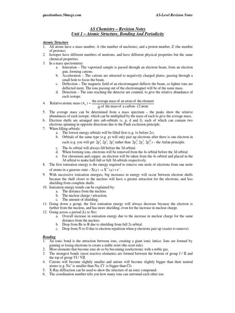 PDF Chemistry Unit Revision Notes DOKUMEN TIPS