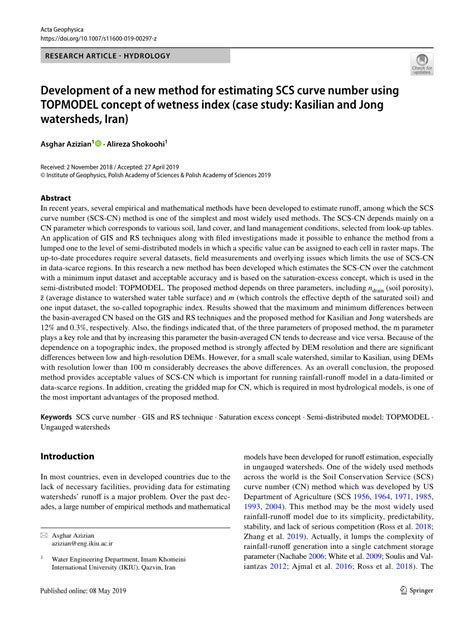 pdf development of a new method for estimating scs curve number using
