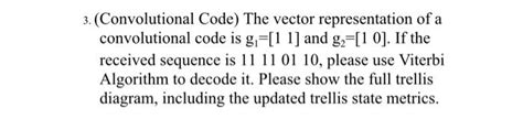 Solved Convolutional Code The Vector Representation Of Chegg