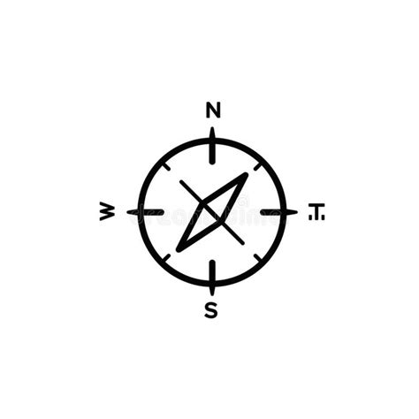 Minimalist Compass Rose Design Featuring A Central Circular Dial With A Triangular Needle Stock