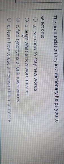 Solved Key In A Dicti The Pronunciation Key In A Dictionary