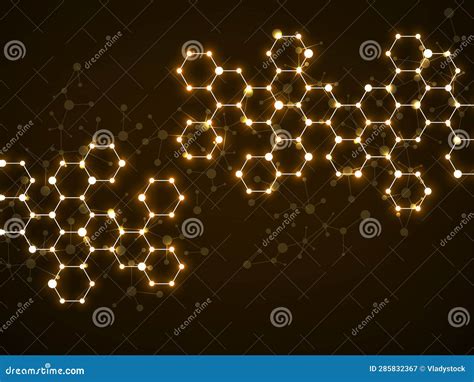 Abstract Hexagonal Molecules Glowing Molecular Structure Of Dna