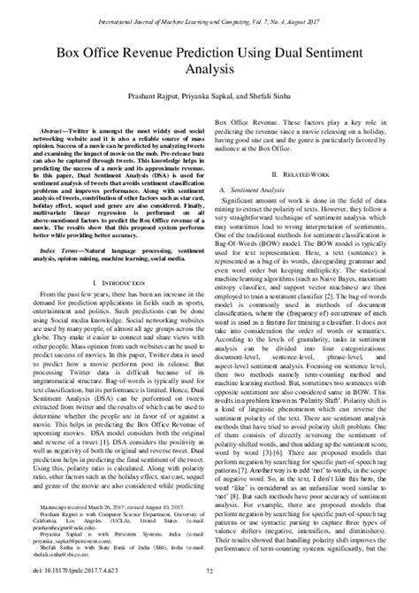Pdf Box Office Revenue Prediction Using Dual Sentiment Analysis