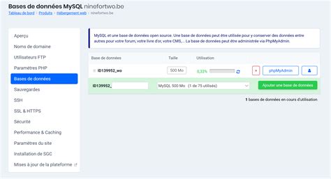 Créer de bases de données en MySQL ou MS SQL Combell support