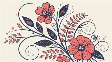 Decorative Floral Scroll With Red Flowers And Intricate Leaf Details Vector Design Generative Ai