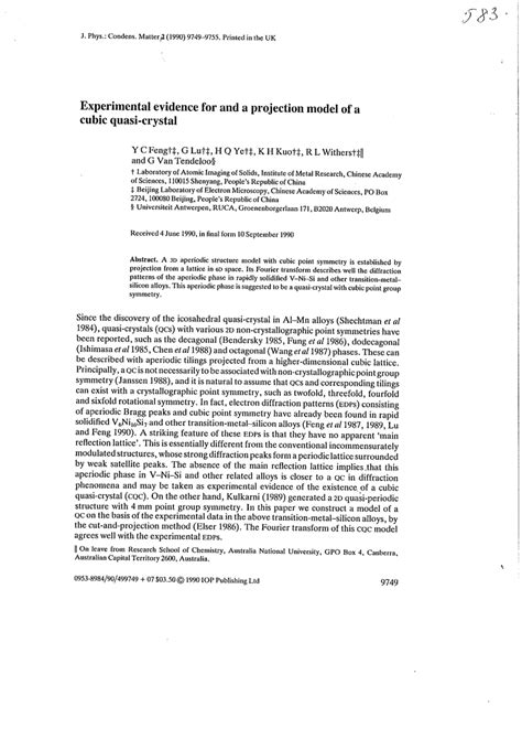pdf experimental evidence for and a projection model of a cubic quasi