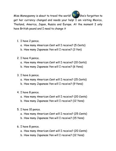 Simple Currency Conversion Problem Solving Teaching Resources