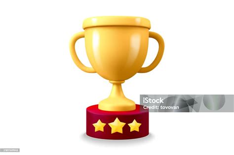 별이 있는 황금 트로피 흰색 배경에 고립 된 3d 벡터 일러스트 레이 션 3차원 형태에 대한 스톡 벡터 아트 및 기타 이미지 3차원 형태 Championship 강단