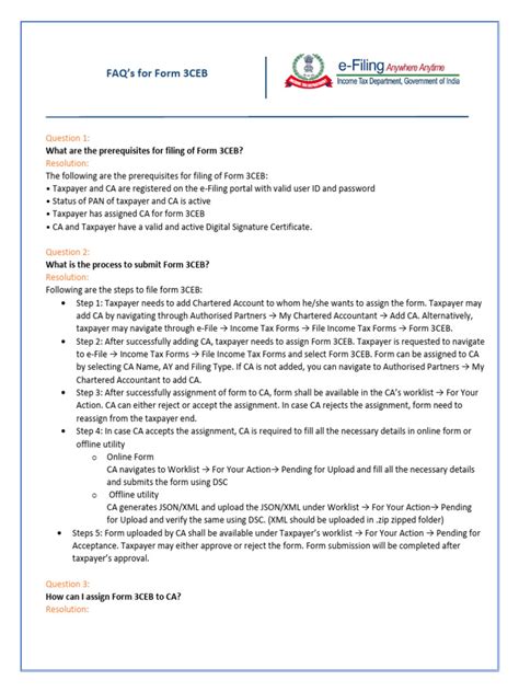 Faq For Filing Form 3ceb Pdf Irs Tax Forms Taxpayer