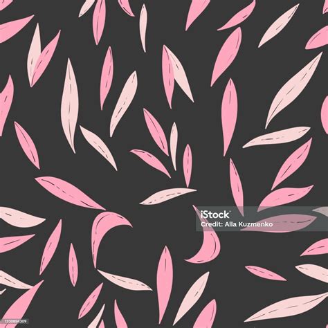 손으로 그린 컬러 잎으로 매끄러운 꽃 귀여운 가을 배경 트로픽 핑크 가지 현대 꽃 구성 벽지 포스터 카드 직물 직물에 대한 패션 벡터 스톡 일러스트레이션 구도에 대한 스톡