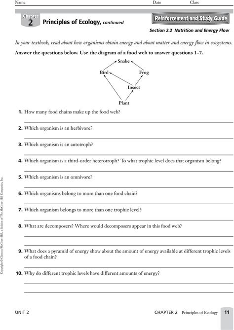 Chapter 2 Principles Of Ecology Worksheet Answers — Db