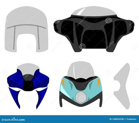 Motorcycle Windshield Front And Top View Isolated On White Vector