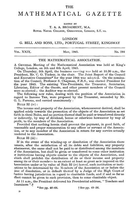 The Mathematical Association The Mathematical Gazette Cambridge Core