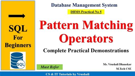 Learn All Pattern Matching Operators In Sql With Practical Demo Sqlforbeginners
