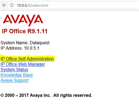 Logging Into Avaya Ip Office Self Administration Dataquest Comms Helpdesk