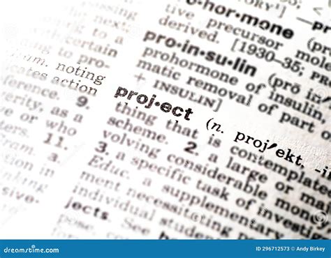Closeup Of The Dictionary Definition Of The Word Project Stock Image Image Of Dictionary Font
