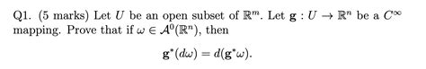 solved q1 5 marks let u be an open subset of rm let