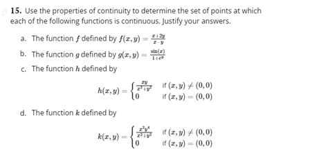 solved 15 use the properties of continuity to determine the