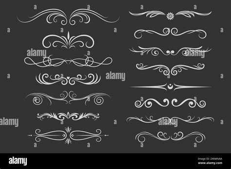 Retro Text Delimiter Set Vintage Ornamental Monochrome Text Dividers
