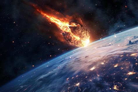 premium photo fearsome asteroid earth collision generate ai