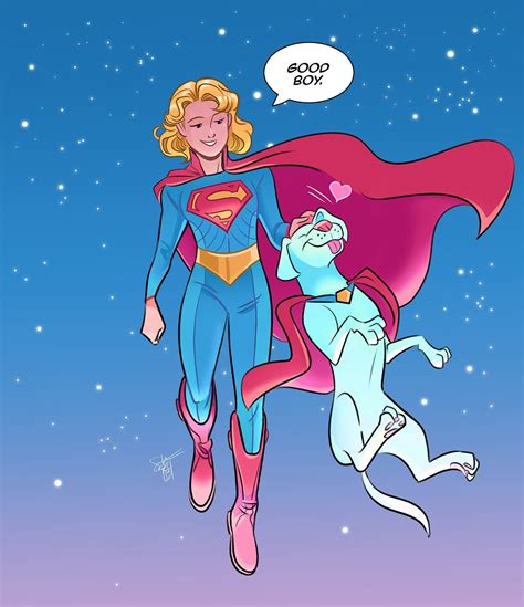 [artwork] Supergirl And Krypto By Sarah Leuver R Dccomics
