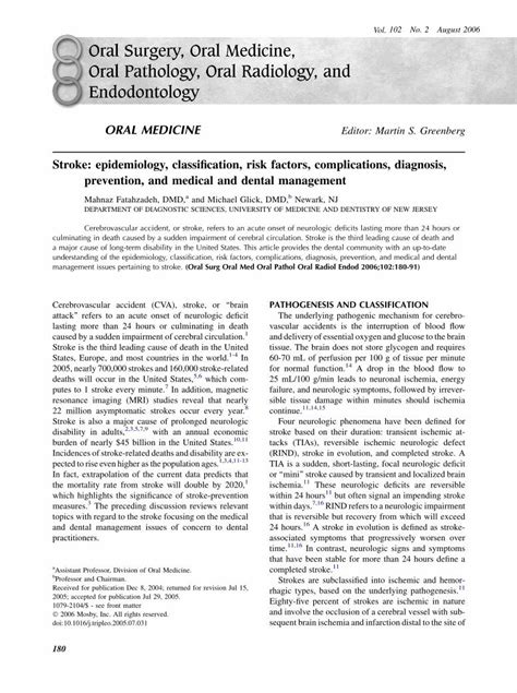 Pdf Stroke Epidemiology Classification Risk Factors Complications